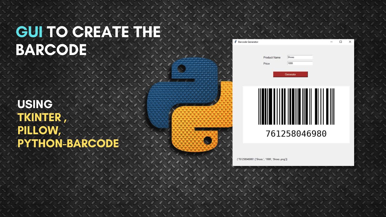 GUI to Create the Barcode | Tkinter , Pillow , Python-Barcode | Python Tutorial | #mr