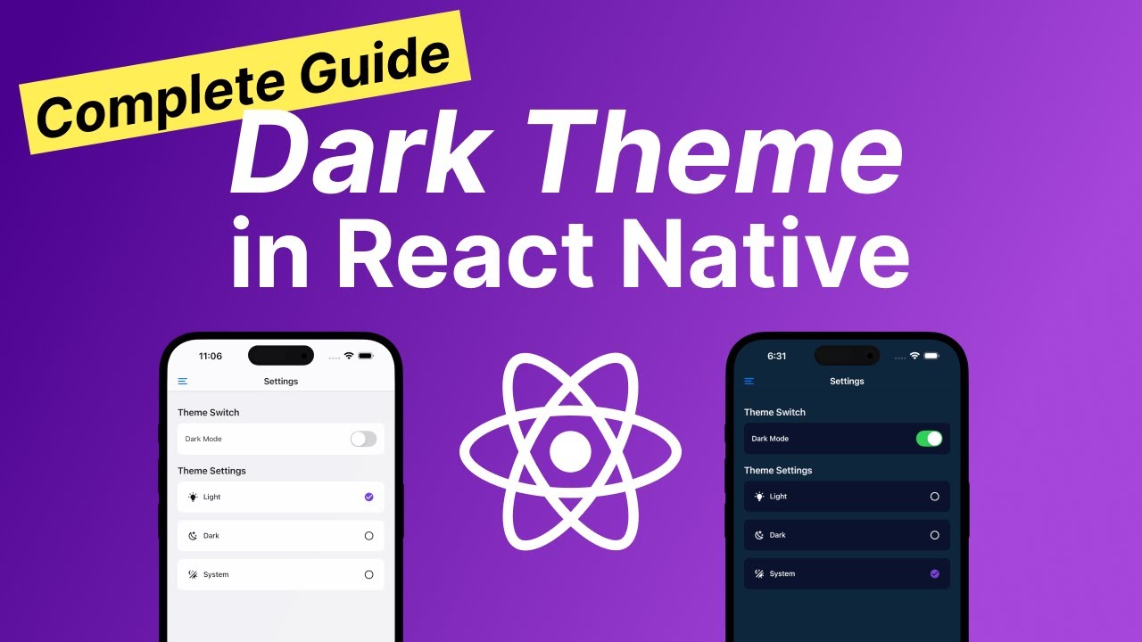 Complete Theme Settings Guide in React Native | Dark Theme in React Native Tutorial