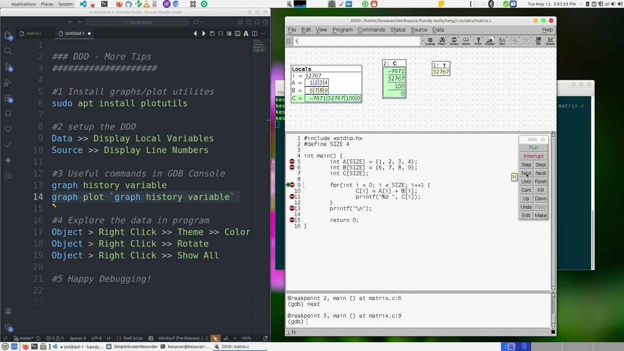 Debugging Visualization using GNU #DDD (Graphs & Plots) Part 2/2