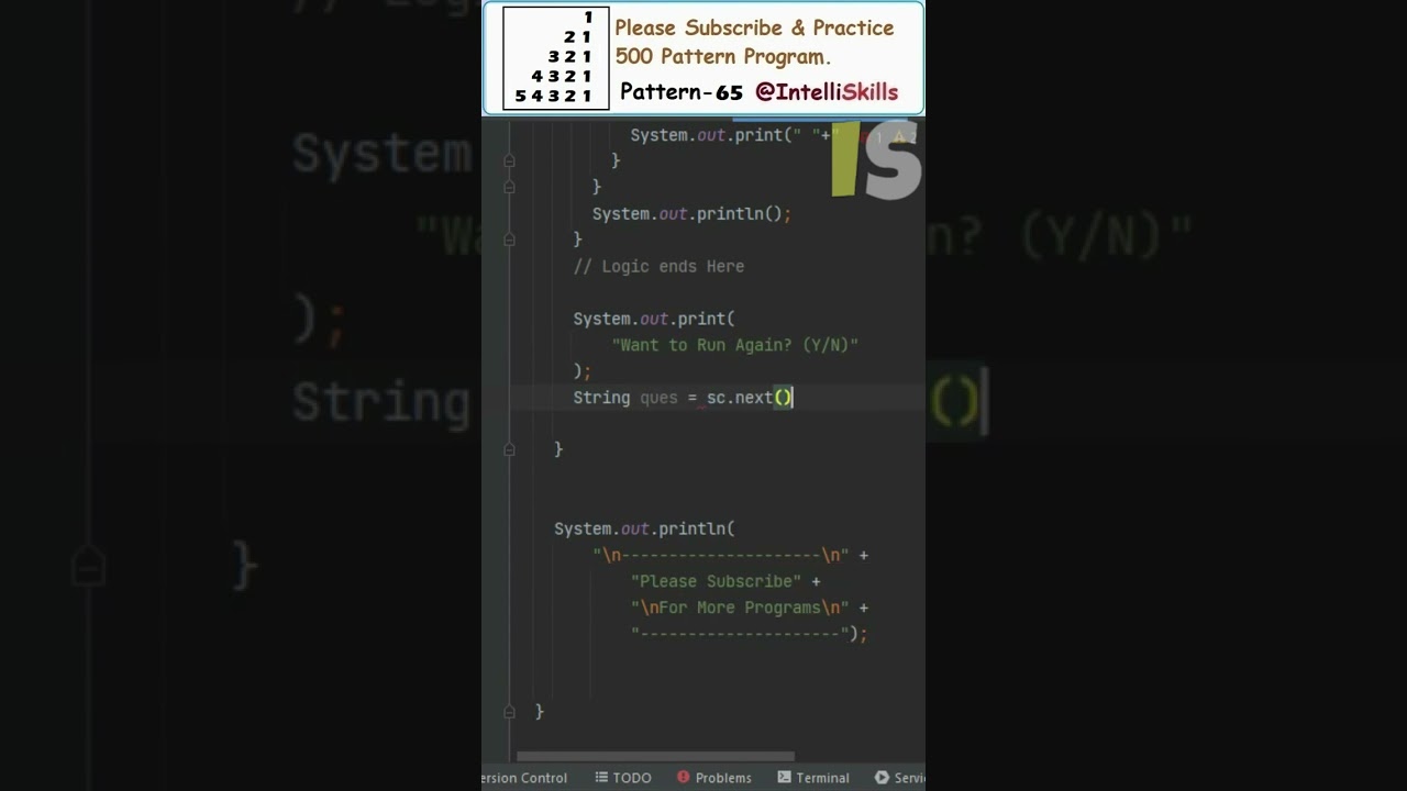 Java Pattern-65 | 500 Java Pattern Programs #shorts #java #coding #programming