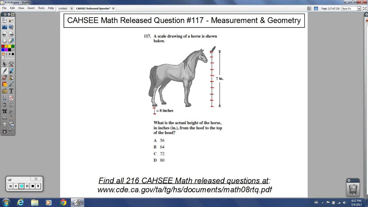 CAHSEE Math - Released Question #117 (Scale Drawings)