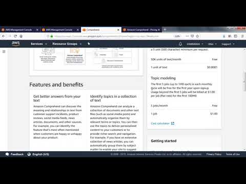 AWS AMAZON COMPREHEND CONSOLE OVERVIEW