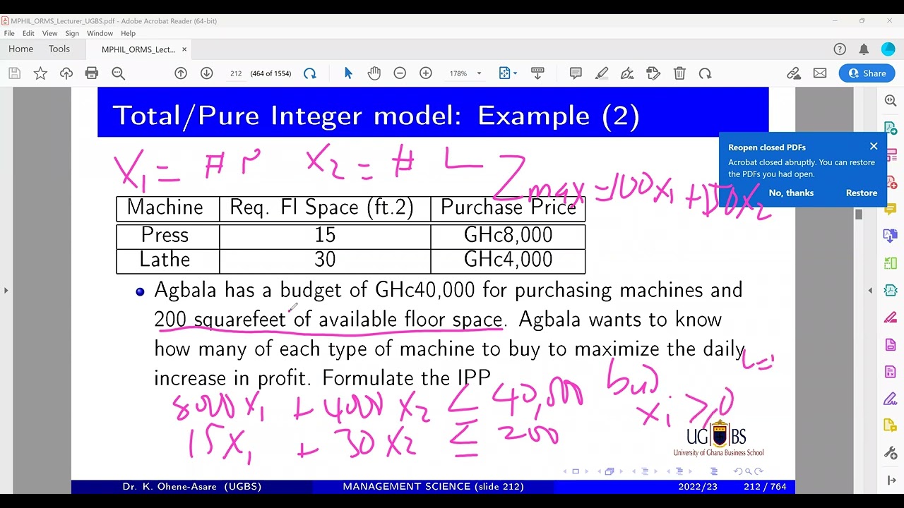 L8 NEW Integer Programming fixed charge, pure, binary, mixed, integrality constraints