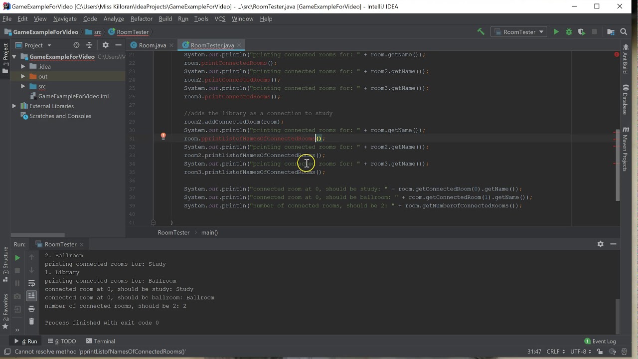 Object Oriented Text Based Game Part 3