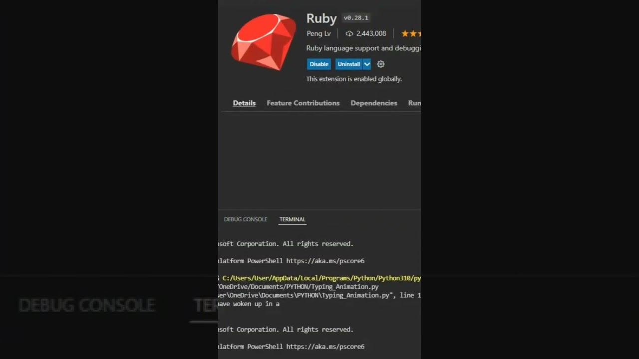 Ruby setup in Visual Studio Code #shorts