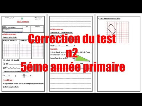 Correction du test de maths 5éme primaire