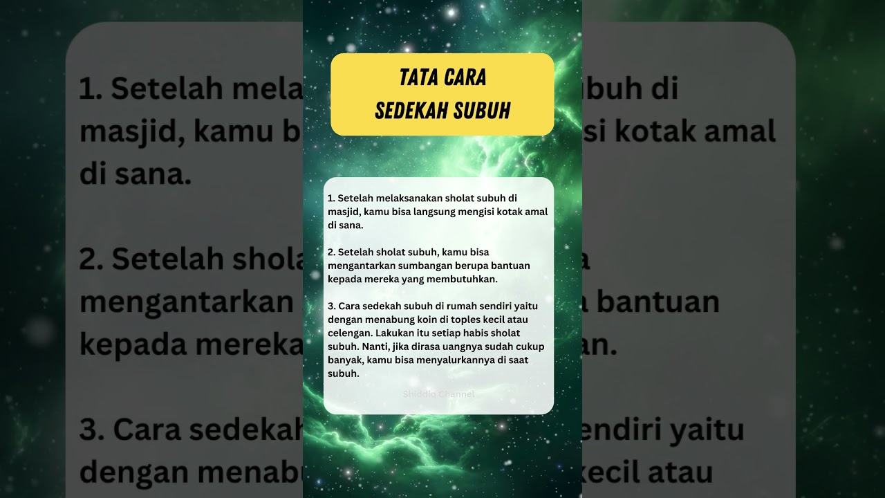 PELAJARI! Ini Tata Cara Sedekah Subuh yang Belum Kamu Tahu! #youtubeshorts #islam