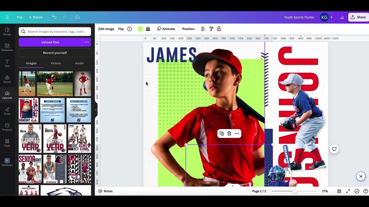Youth Baseball Player Graphic Canva Tutorial
