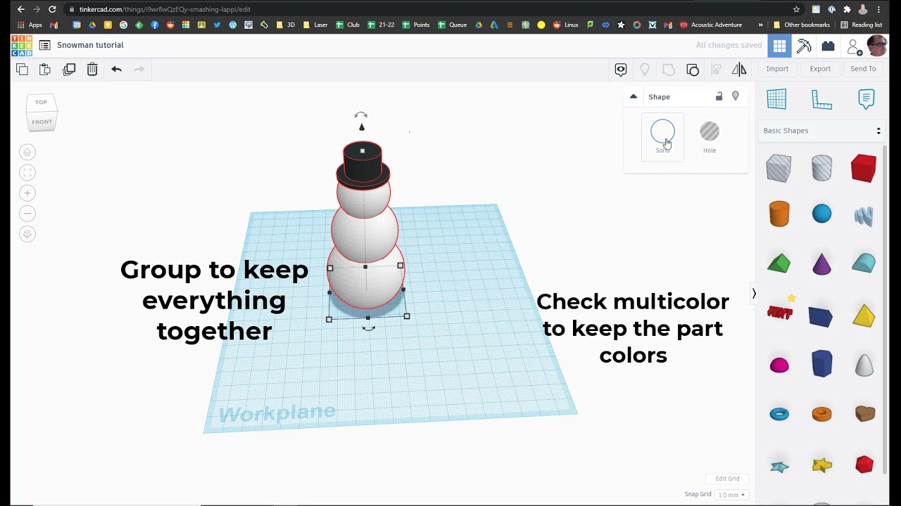 TinkerCAD snowman tutorial