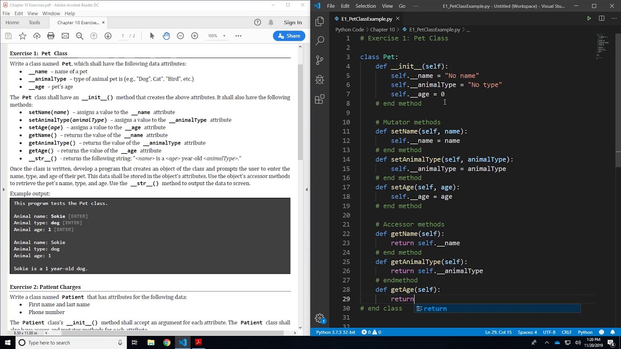 Python - 9 - Classes and Object-Oriented Programming Exercises