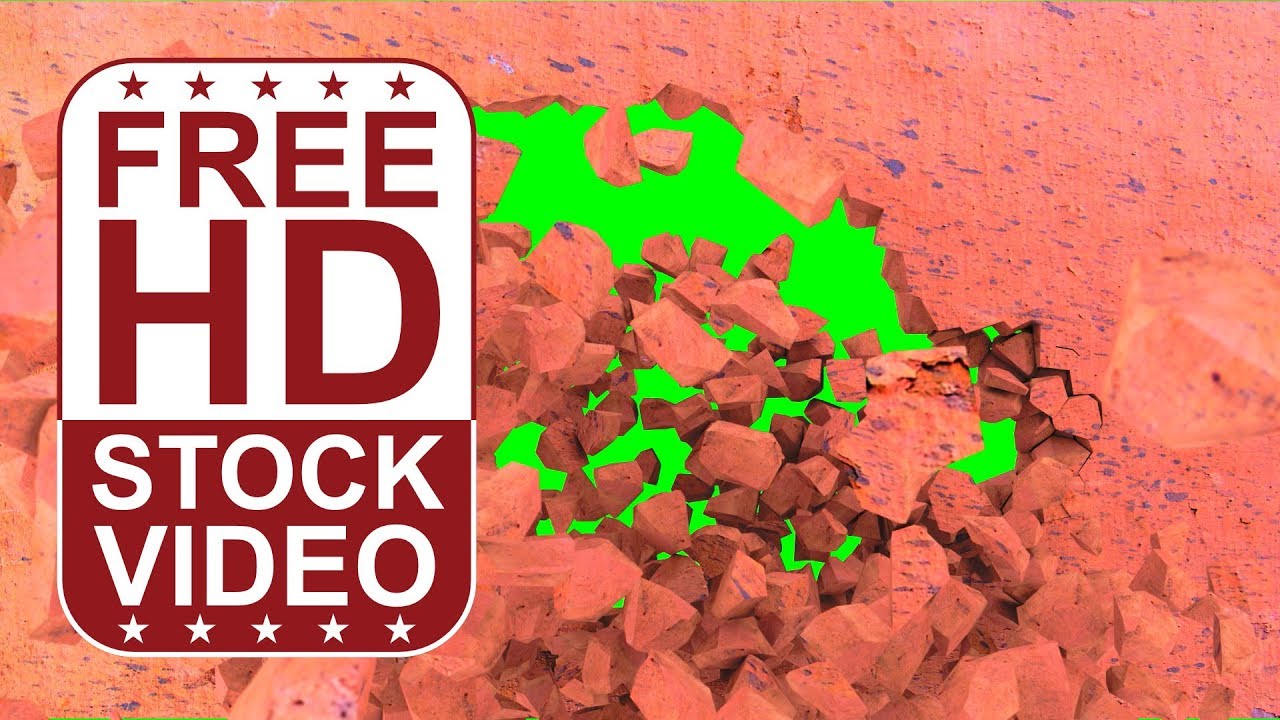 Free Stock Videos – wall explode on green screen 3D animation with slow motion effect