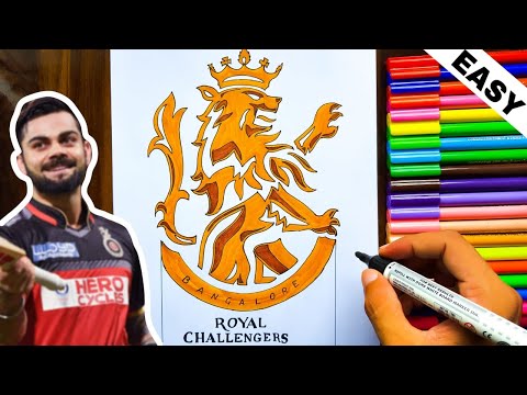 HOW TO DRAW RCB LOGO STEP BY STEP | ROYAL CHALLENGERS BANGALORE LOGO DRAWING | DRAW RCB LOGO