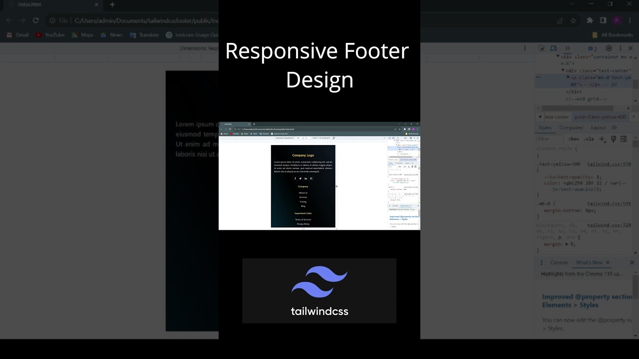 Responsive footer design with tailwind css | Tailwind CSS #css #tailwindcss #webdesign