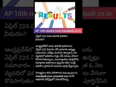 AP 10th Results date and Time 2025. AP SSC results manabadi