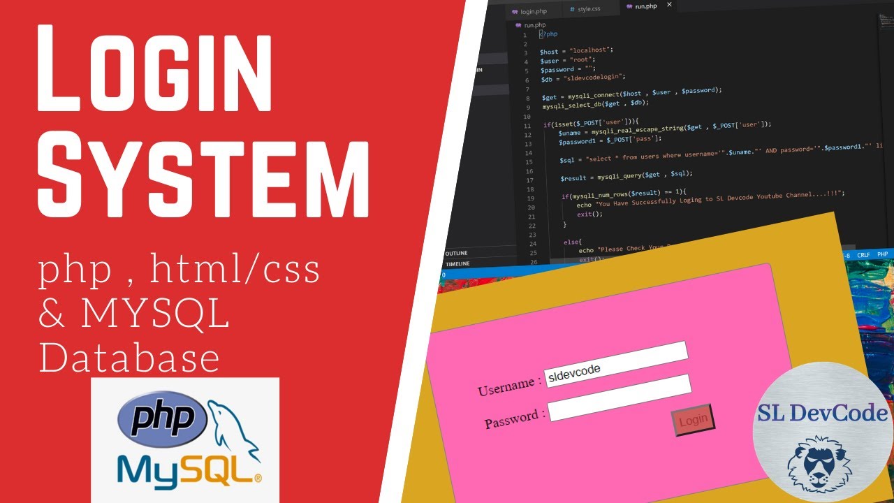 PHP Tutorials & Project 01 - Create a Simple Login System Using PHP and MYSQL Database | Source Code