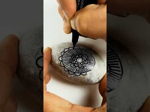 DIY hand drawn rock mandala ✍️🪨 create tiny masterpieces on a natural medium #diycraft #mandala
