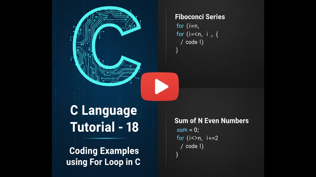 C language tutorial - 18 | Coding Examples using For Loop in C