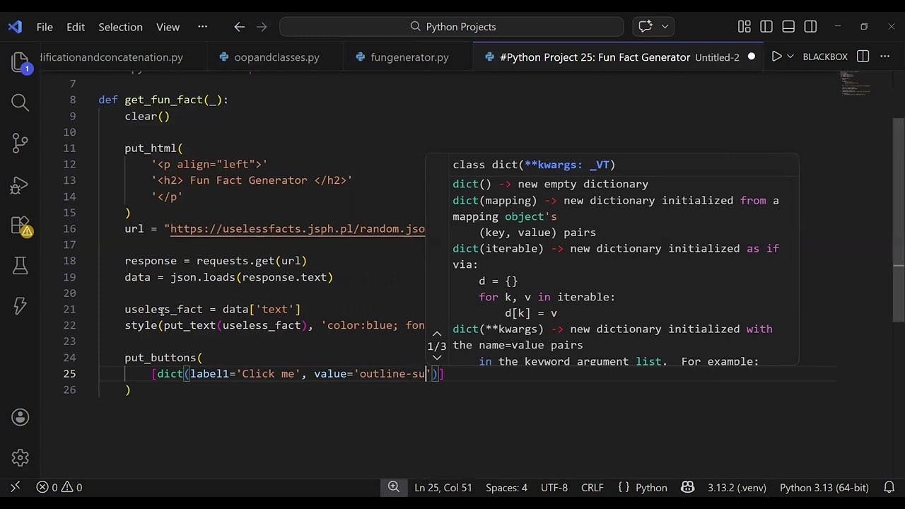 (25) Python Project: Fun Fact Generator