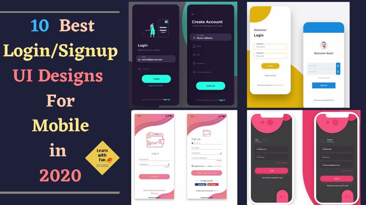 10 Best Login/Signup UI Designs For Mobile in 2020 | Top Login UI Designs | Learn With Fun