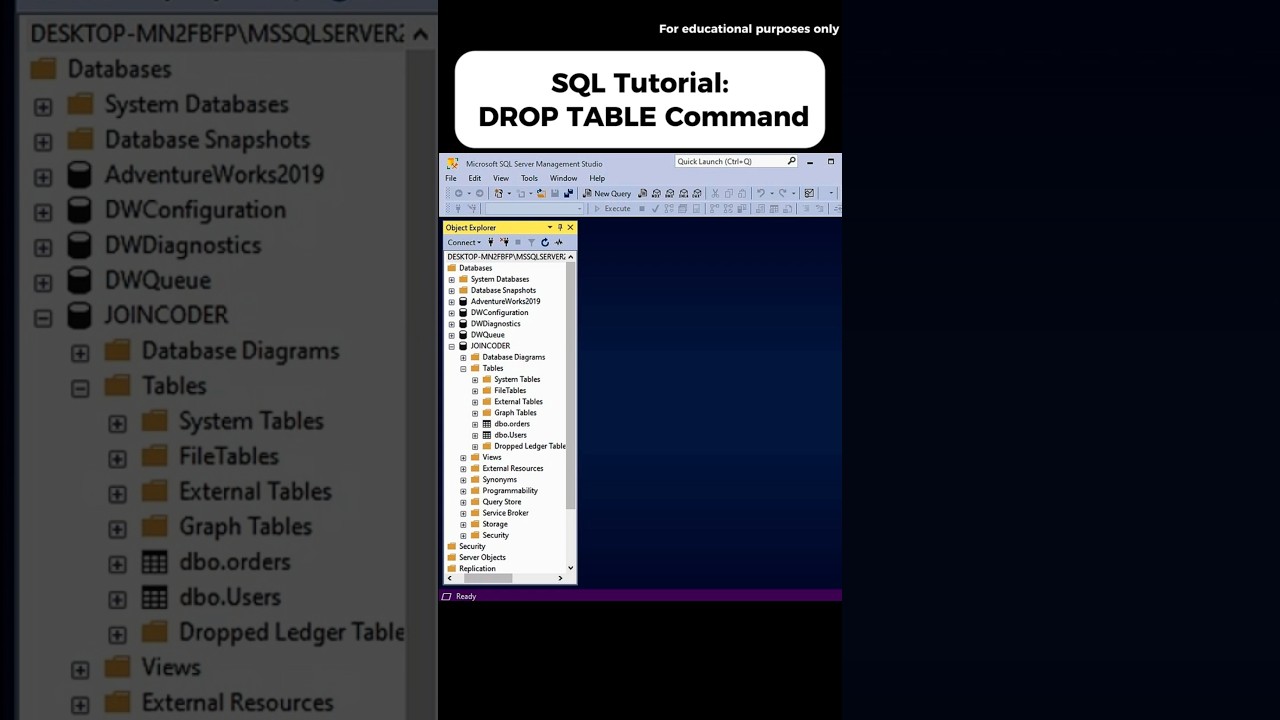 SQL Tutorial: DROP TABLE Command (Beginner Friendly)