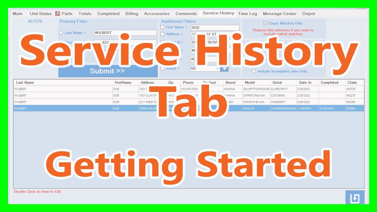 [CDA Training] Service History Tab - Getting Started.