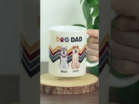 Dog Dad Dog Mom Retro Stripes | Gift For Him, Dog Dad, Dog Father | Personalized Edge-to-Edge Mug
