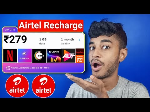 Airtel Recharge Rs.279 with Netflix, Jiohotstar, Zee5, SonyLiv Subscriptions