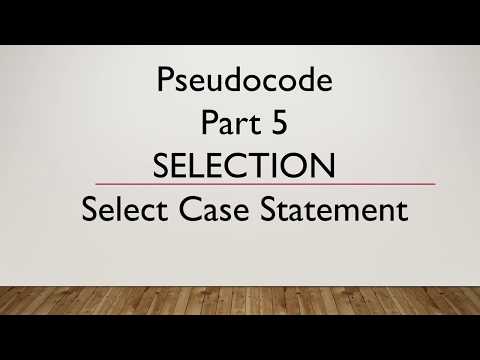 Computer Science 2210 Paper 2 Pseudocode Part 5 Selection Select Case Statement