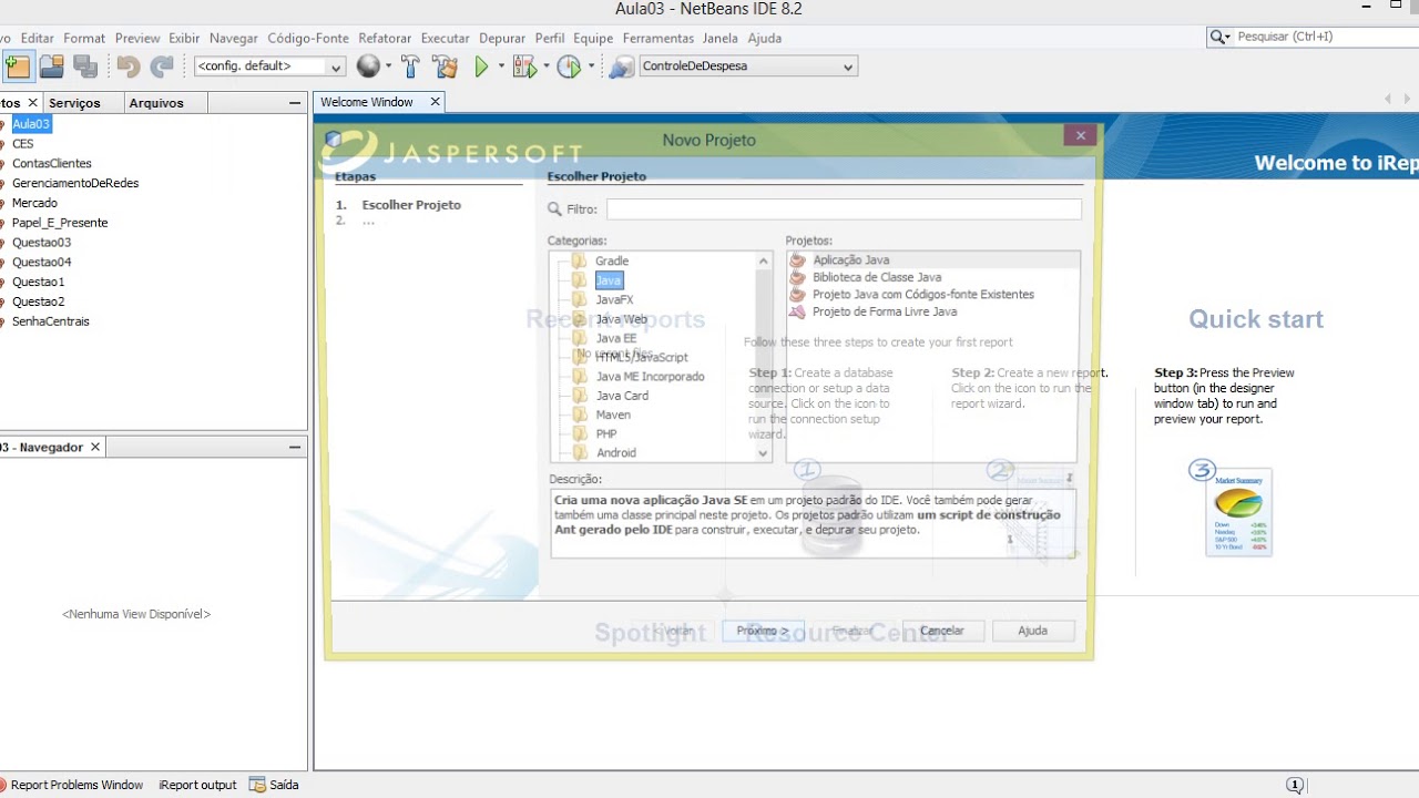 Classes String, int, float e double