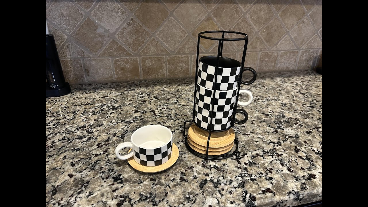 Cute ceramic stackable cup set