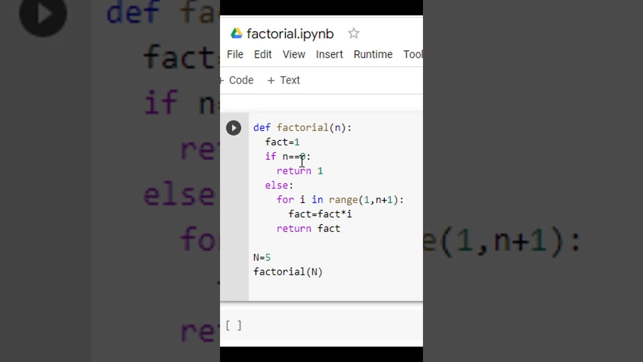 How to find a Factorial for given number using python. #python3 #pythonprogramming #pythontutorial
