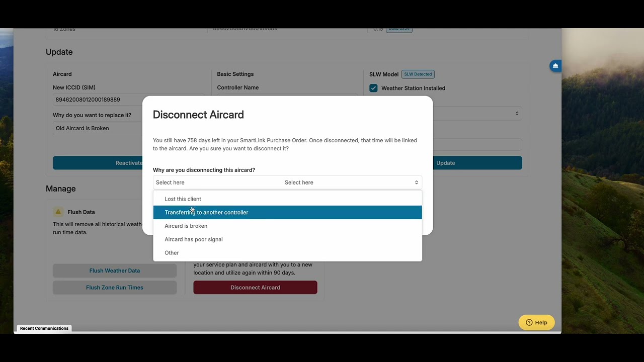 How to Disconnect an Aircard in SmartLink Network.