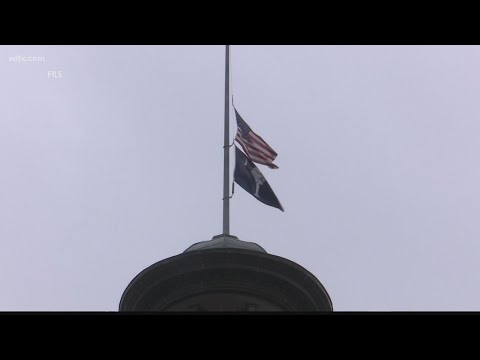 Flags flying at half-staff in observance of National Pearl Harbor Remembrance Day
