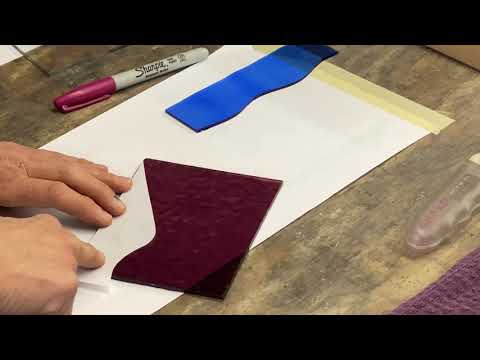 Intro to stained glass cutting 3 of 5: Positioning and cutting pattern on glass