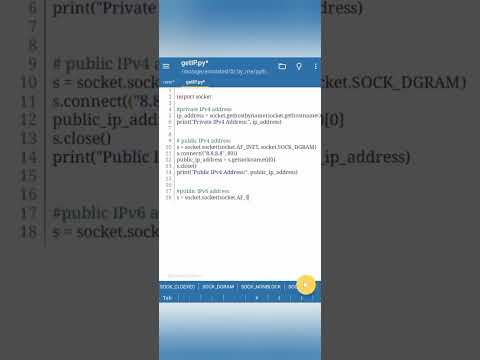 get IP address using python. Know your ipv4 & ipv6 address | pydro3python #python #pydroid3 #coding