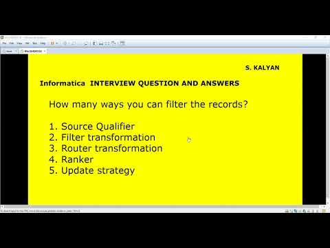 Informatica Powercenter, Interview Q & A , Filter the Records