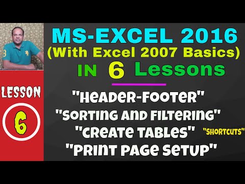 Learn MS Excel 2016 Tutorial || Data Filter Print Page setup Header and ...