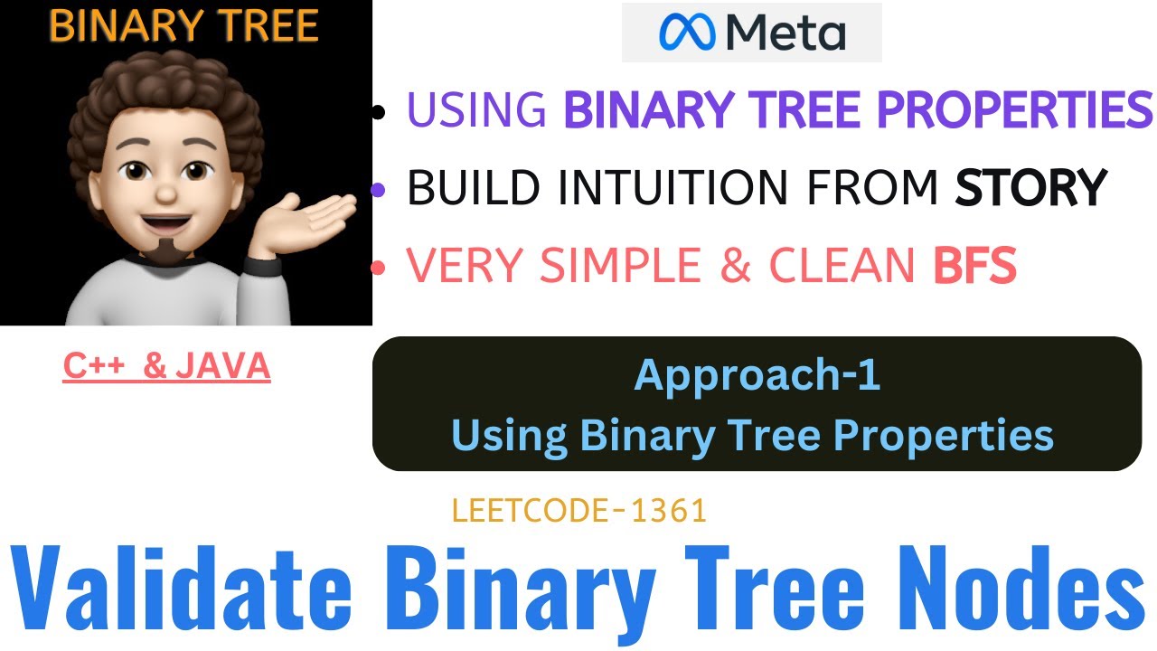 Validate Binary Tree Nodes | Using Binary Tree Properties | BFS | META | Leetcode - 1361