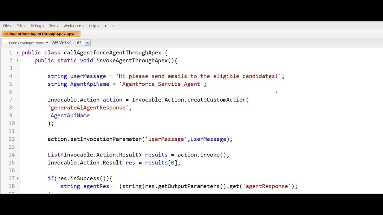 9. Invoke an Agent Using Apex || Explained code step by step