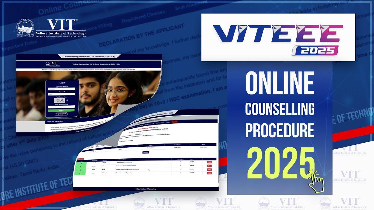 VITEEE 2025 | B.Tech Online Counselling Process | Choice Filling | Seat Allotment | Fee Structure