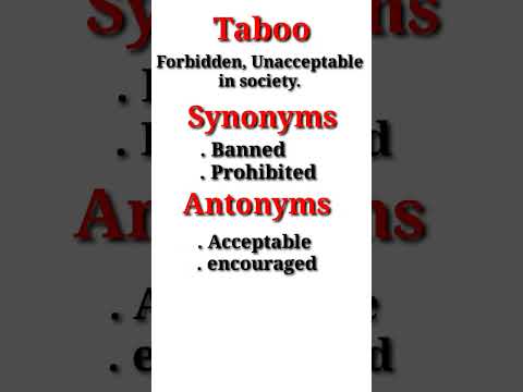Word Of The Day | Taboo | Meaning | Synonyms | Antonyms | English Vocabulary | Your English World