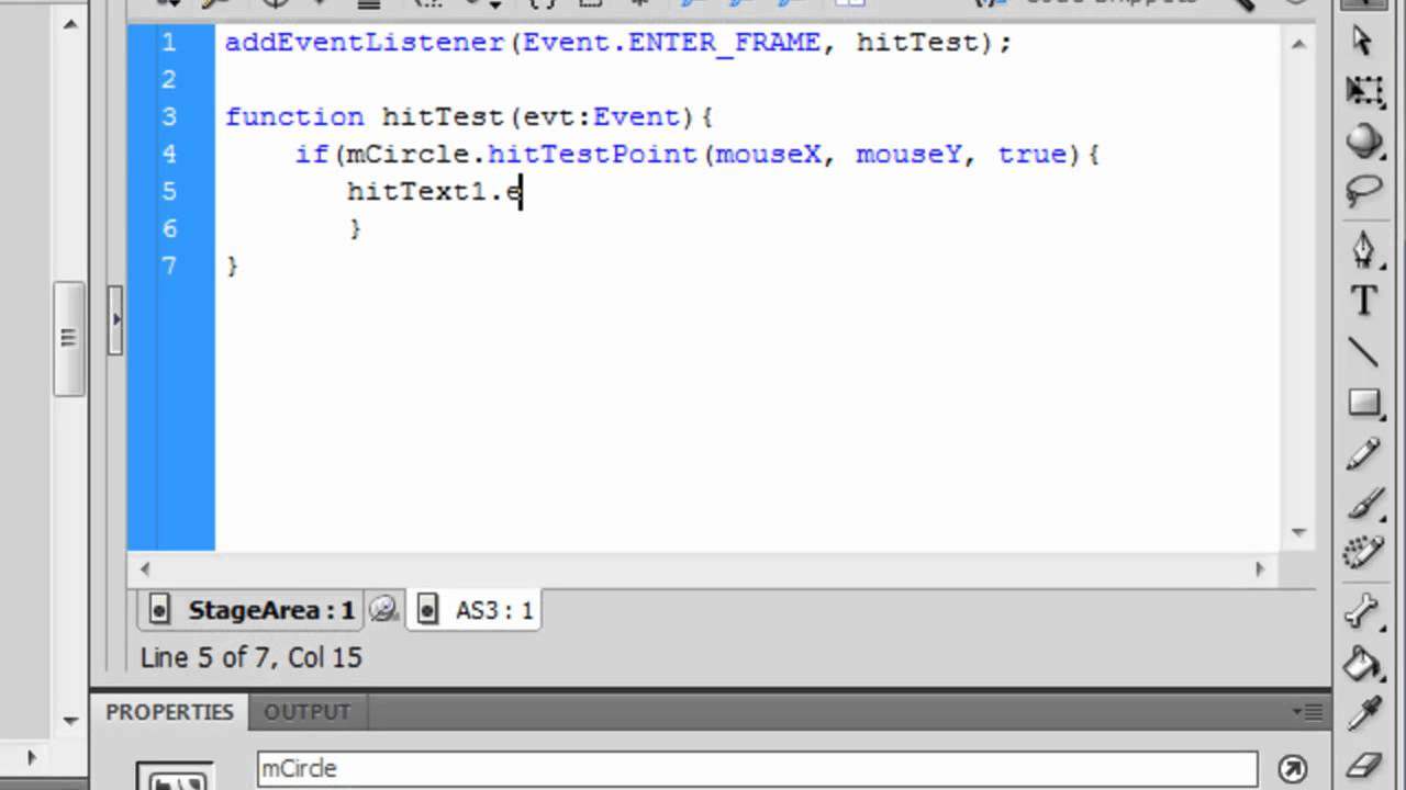 Actionscript 3 Tutorial: hitTestPoint and hitTestObject