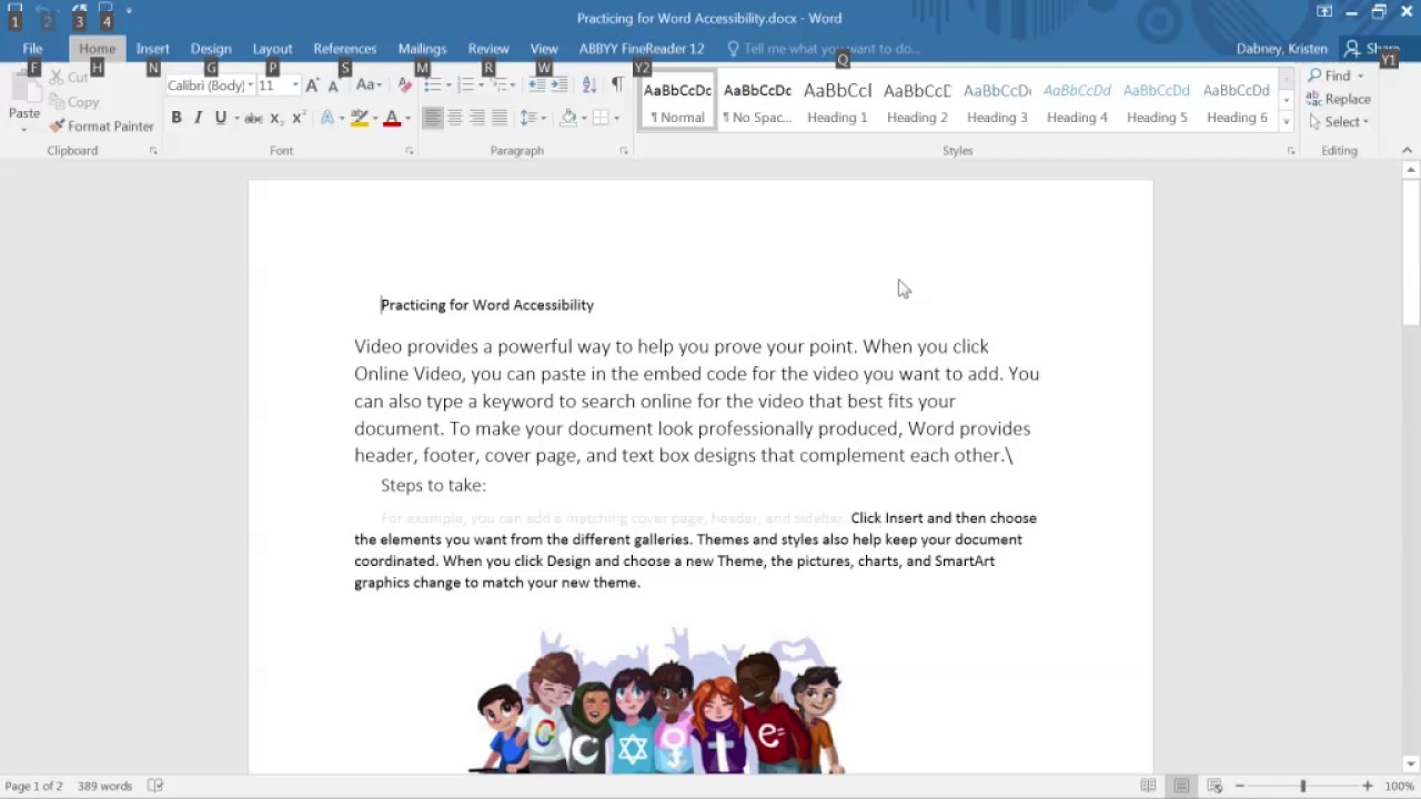 Windows Microsoft Word 2016 Accessibility Checker
