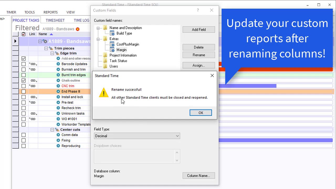 Rename Custom Database Columns