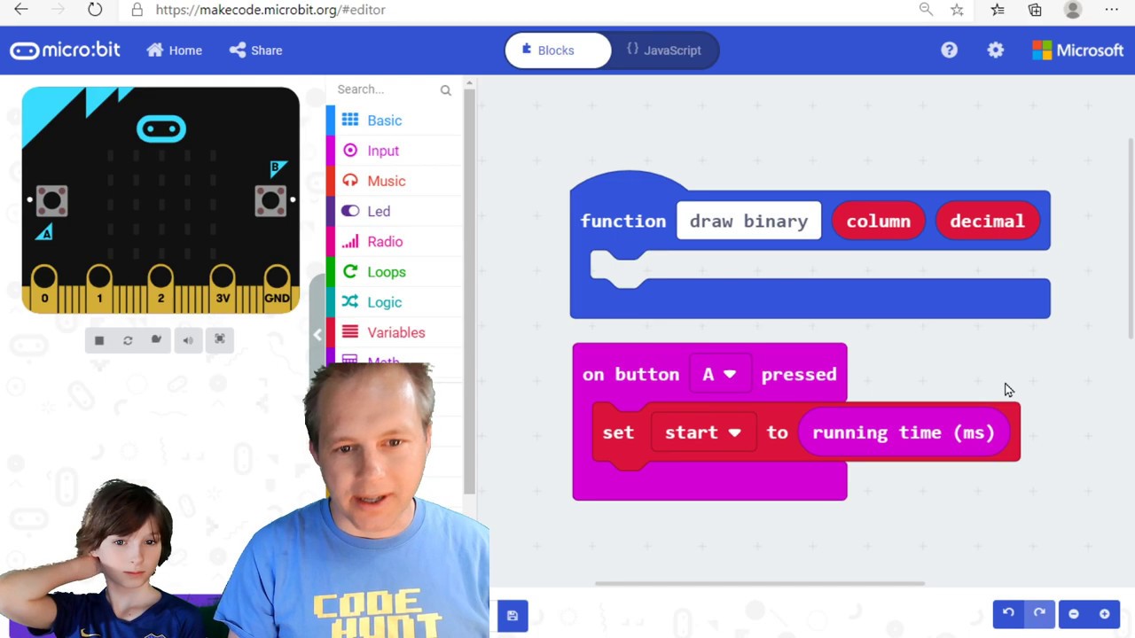 MakeCode for micro:bit - Binary Stopwatch