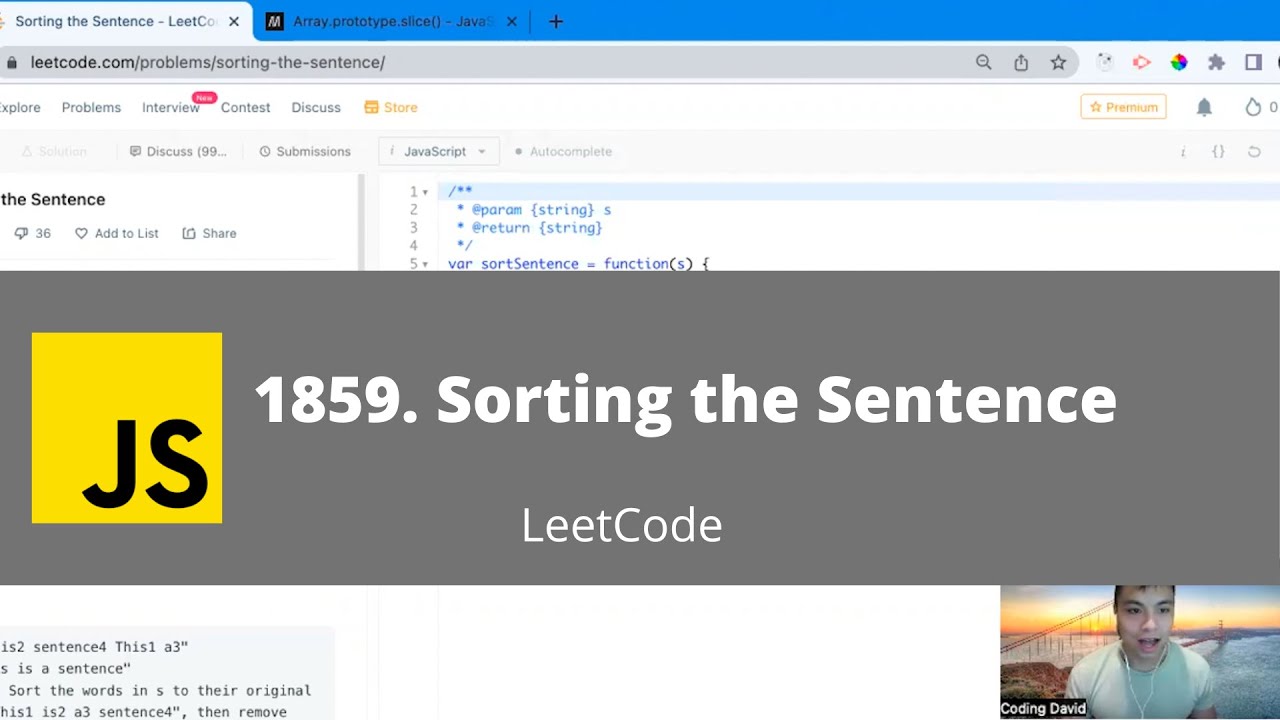 1859. Sorting the Sentence - LeetCode Javascript