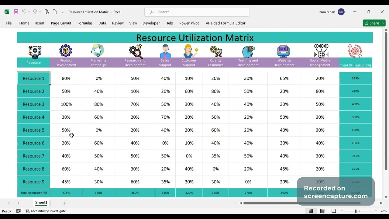 Resource Utilization Matrix