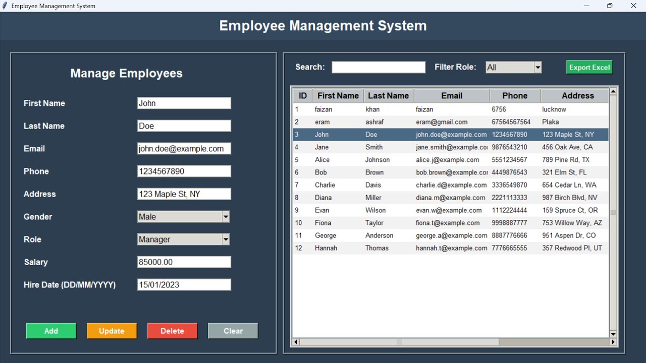 Employee Management System in Python Tkinter with MySQL