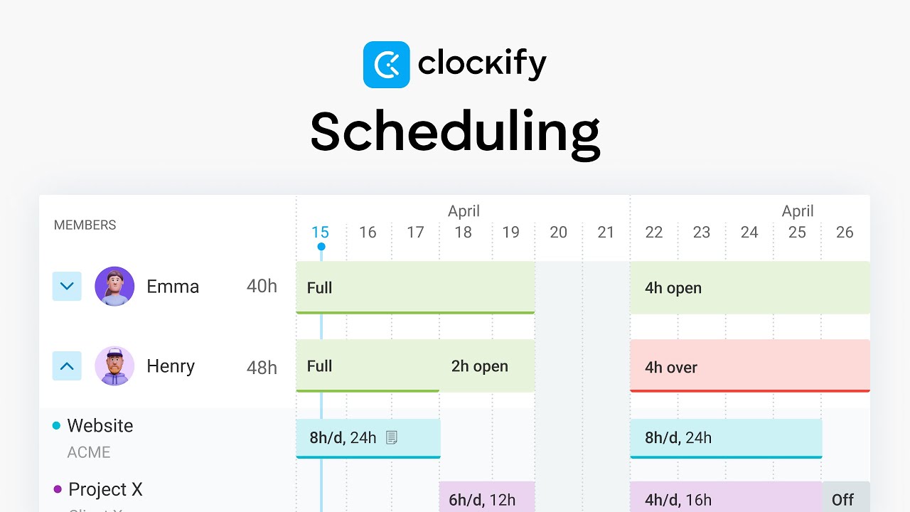 Employee and project scheduling software