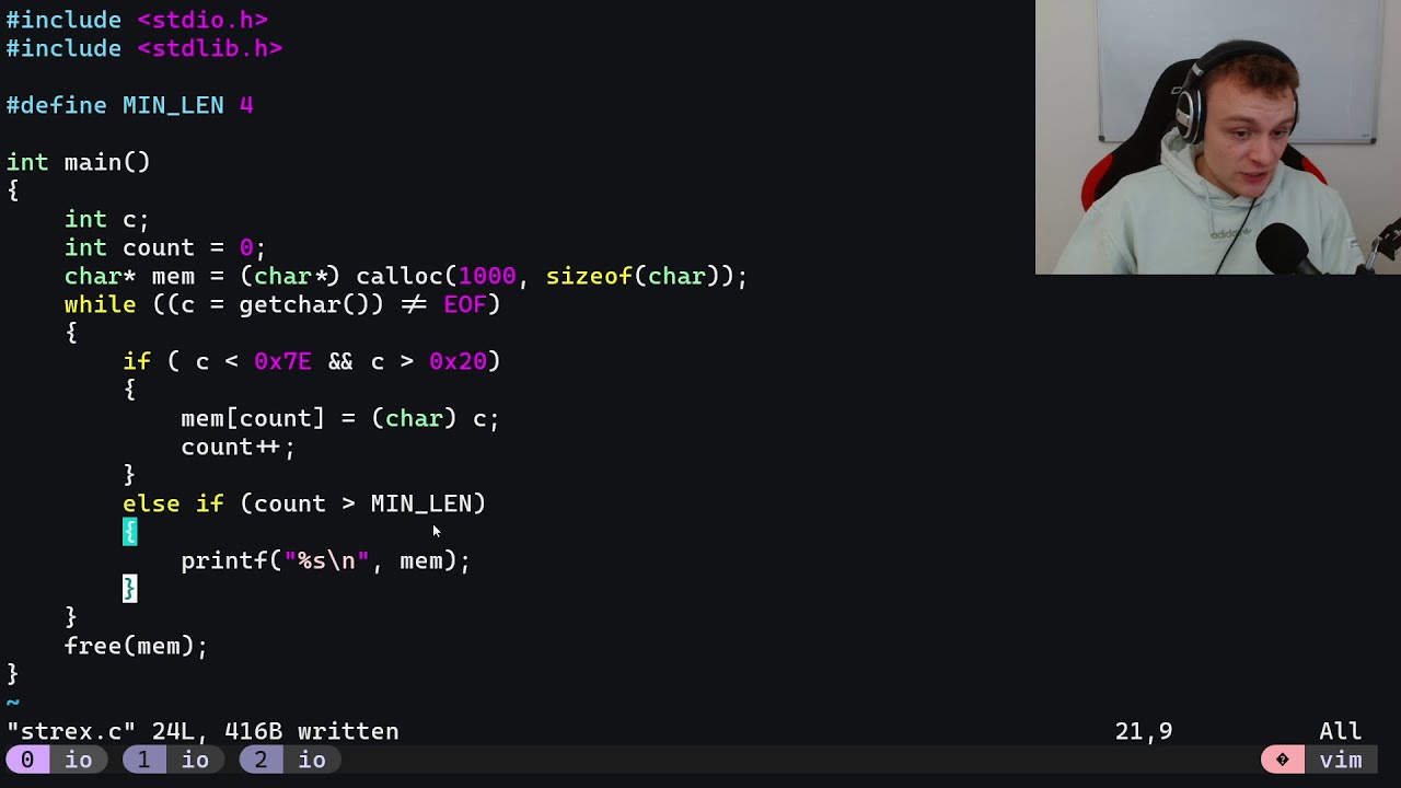 Coding a String Extractor in C